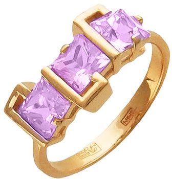 Золотое кольцо Эстет 01K312918 с аметистами — купить в AllTime.ru — фото