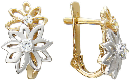 Золотые серьги Эстет 01S165954 с фианитами — купить в AllTime.ru — фото