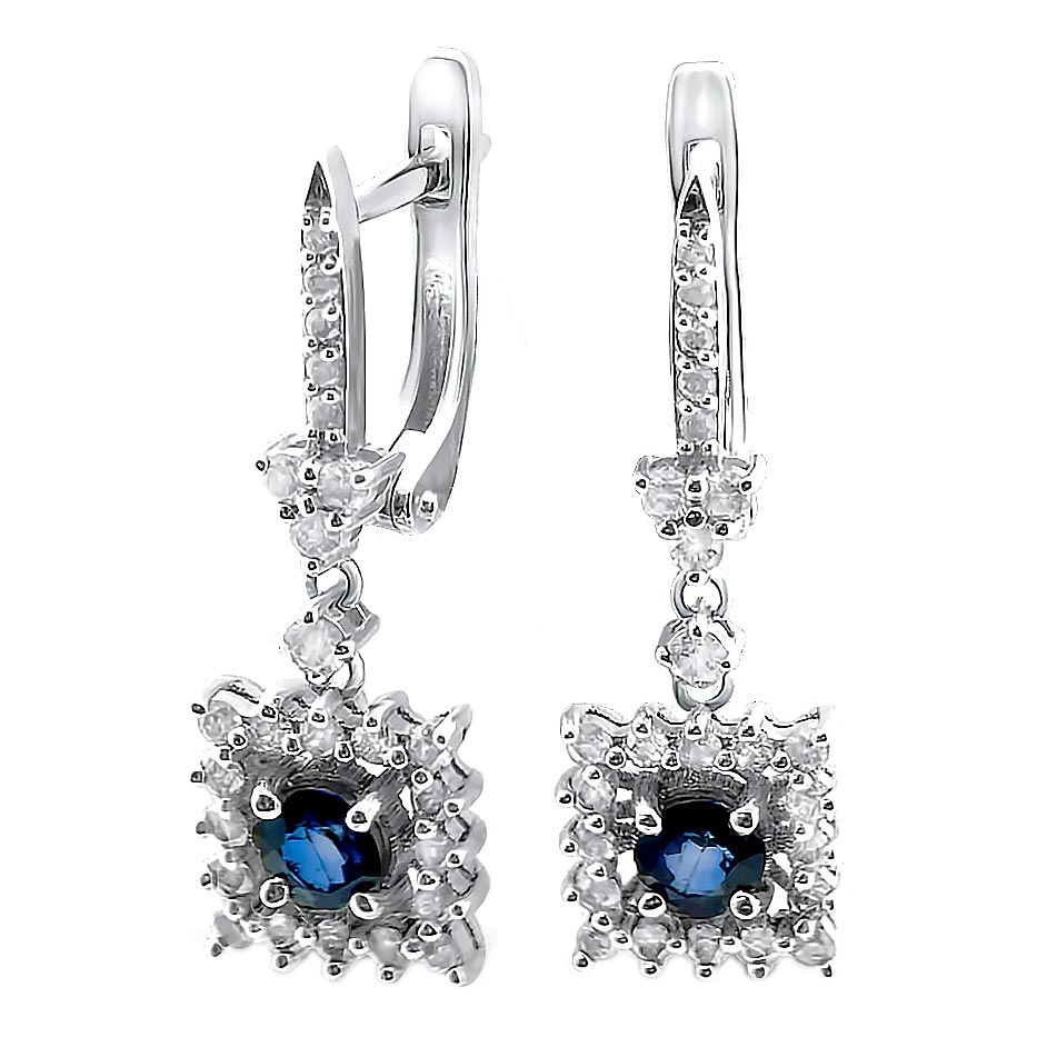 Серьги из белого золота с подвесками La Nordica 19-12-7000-08246 с сапфирами, бриллиантами ...