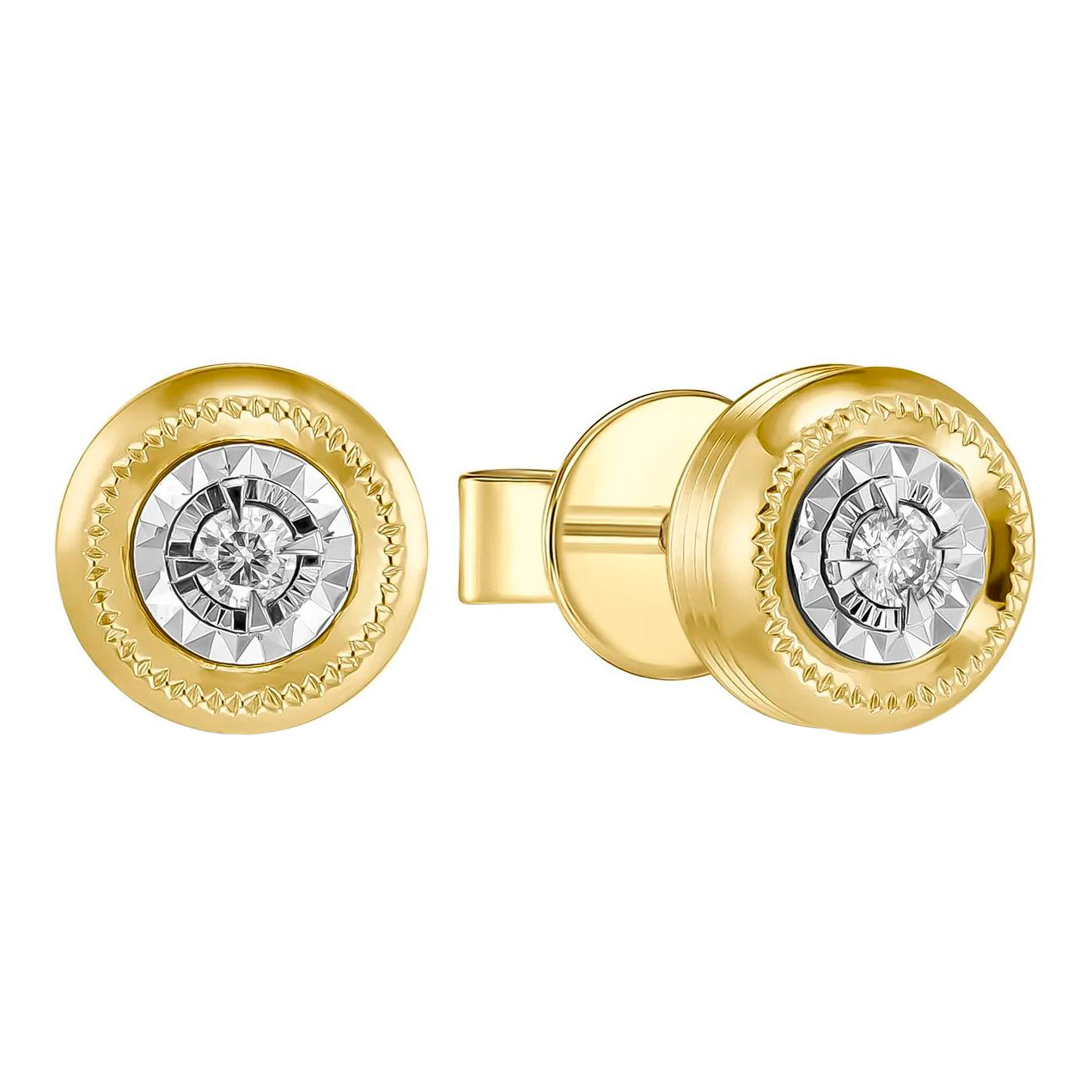 Золотые серьги пусеты-гвоздики MIUZ Diamonds E2018-ECA61099ADI-Y с бриллиантами — купить в ...