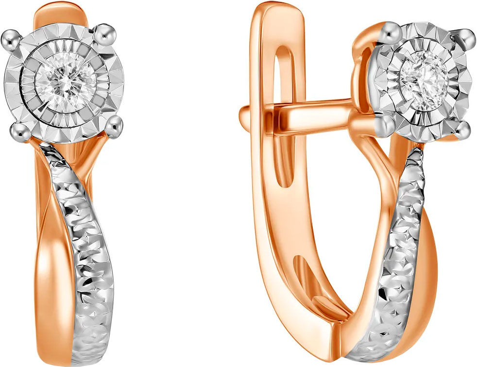 Золотые серьги MIUZ Diamonds E2018-ER010205ADI-R c бриллиантом — купить в AllTime.ru — фото