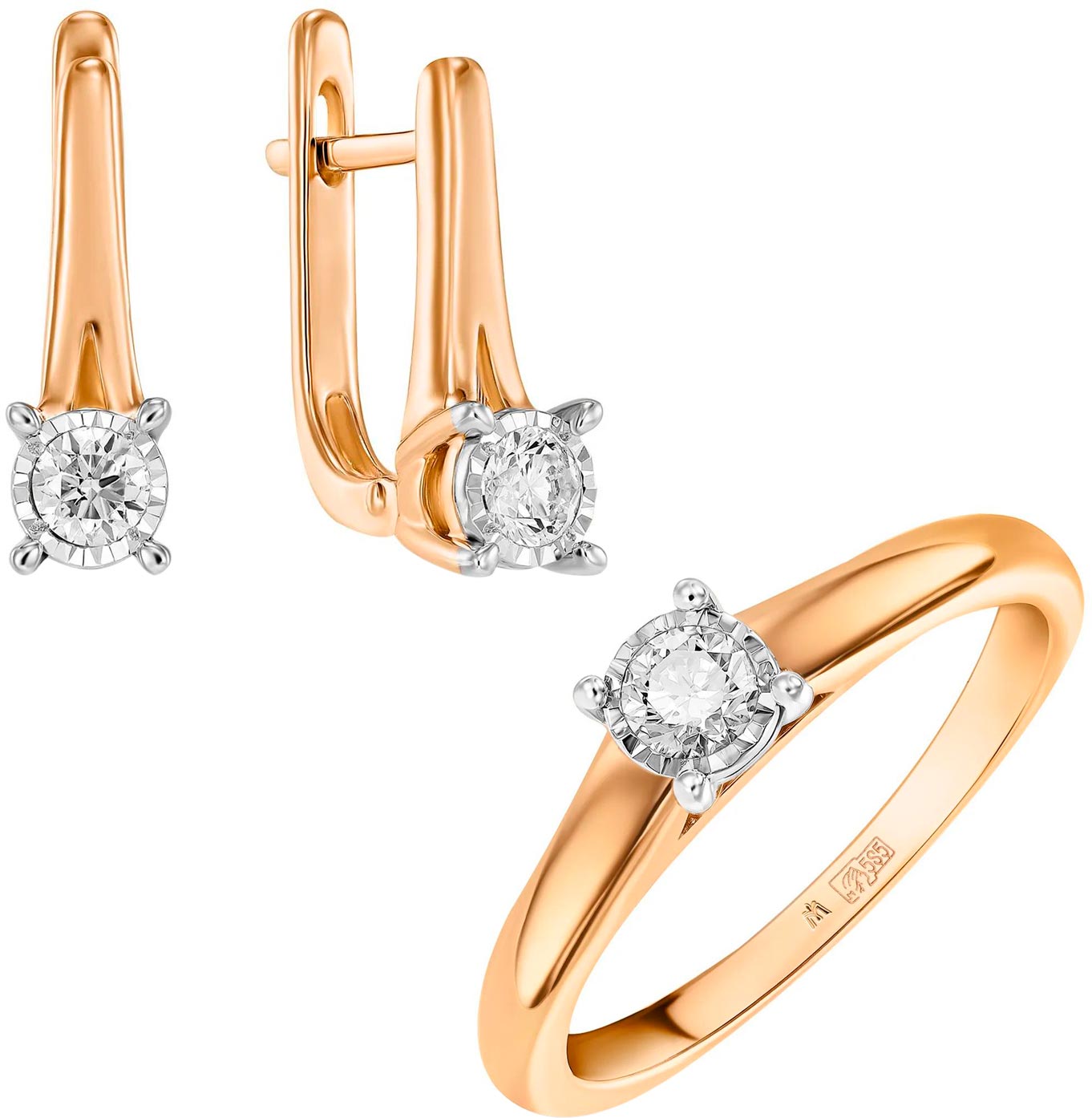 Золотой комплект украшений MIUZ Diamonds S01-SP-35280-R с бриллиантами — купить в AllTime.ru — фото