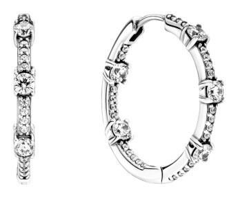 Серебряные серьги кольца PANDORA 290043C01 с фианитами — купить в ...