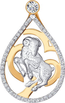 Золотой кулон SOKOLOV 034751_s c фианитом — купить в AllTime.ru — фото